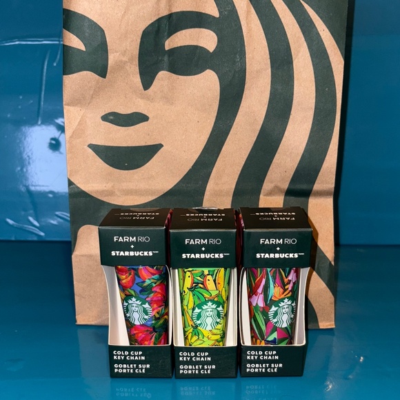 FARM Rio | Dining | Farm Rio X Starbucks Cold Cup Keychain Set Of 3 ...